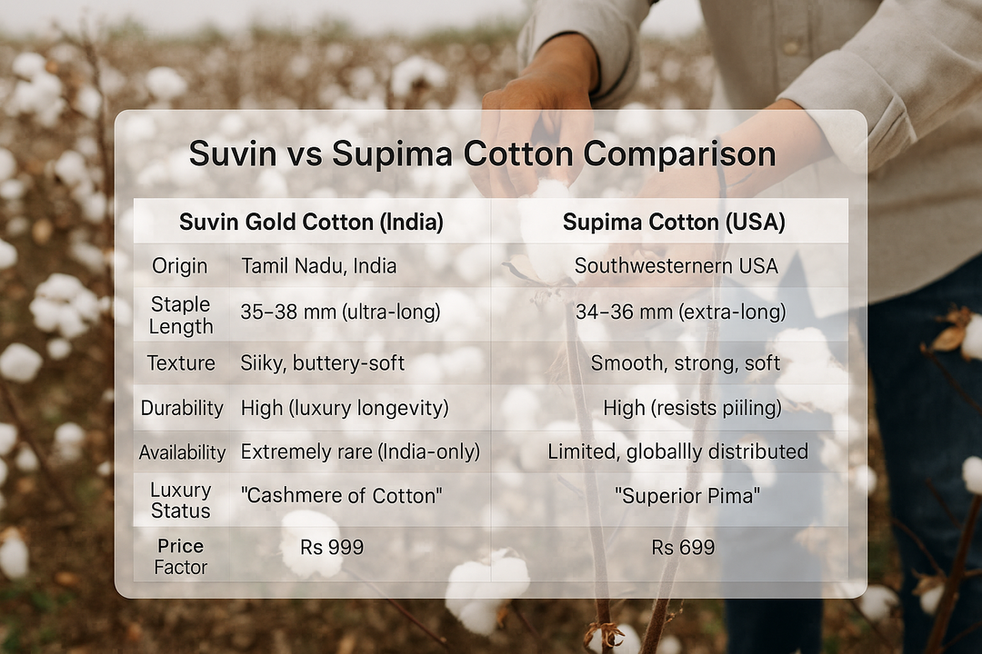 Suvin Gold vs Supima Cotton T-Shirts in India | Noobrand – noo-brand.in
