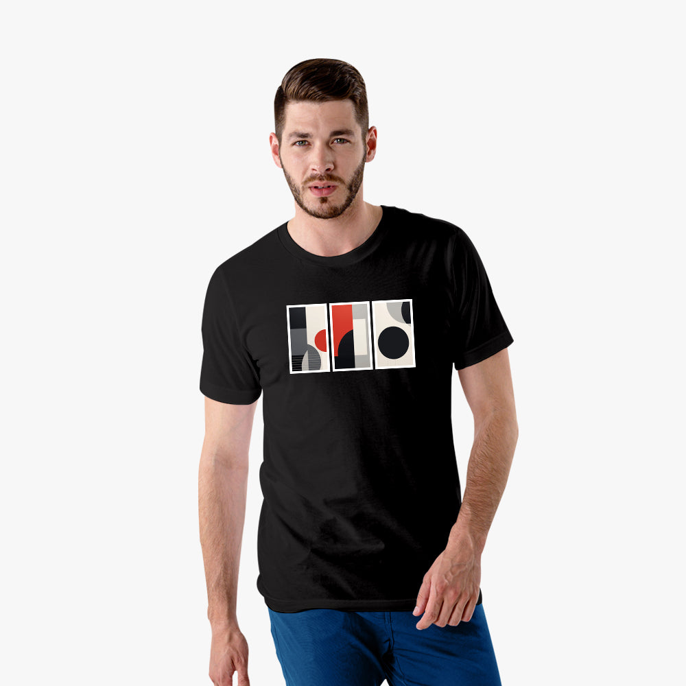 Buy Abstract Geometric Printed T-shirt- Men's Black Organic Cotton T ...