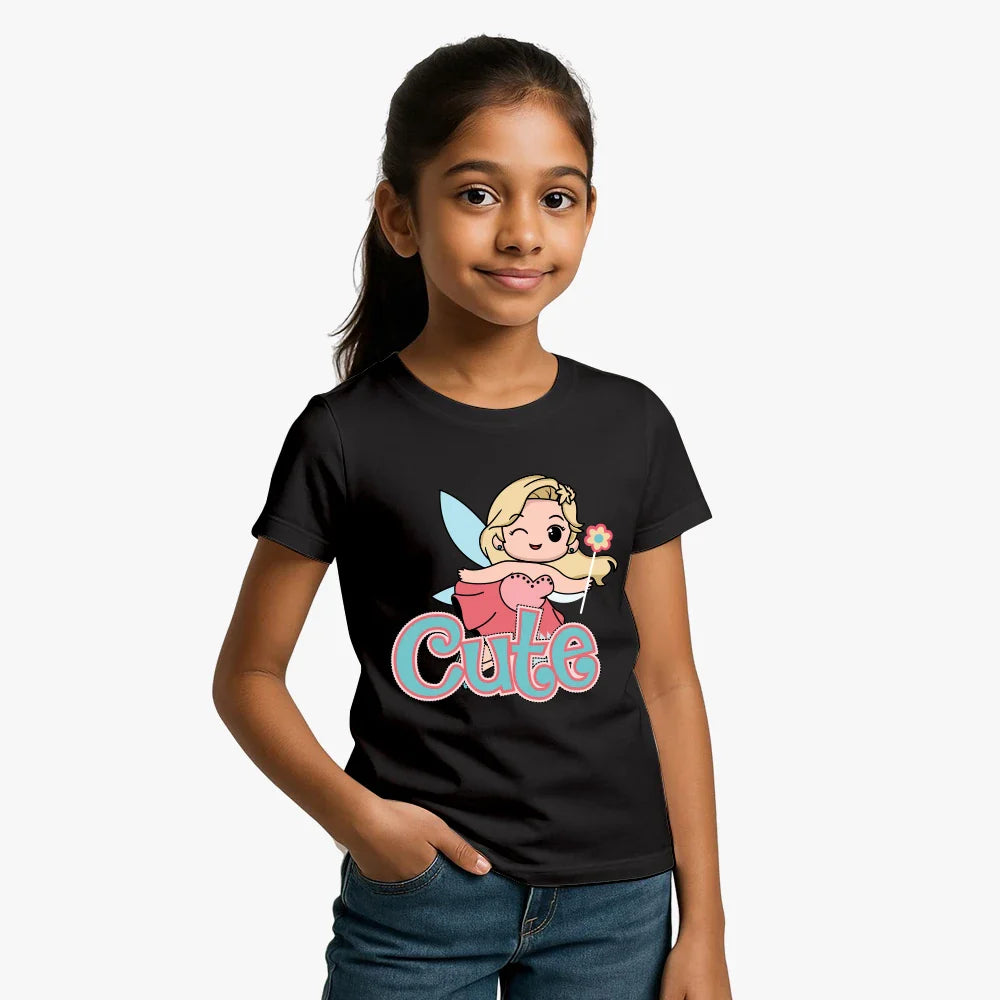 Shop Cute Girl unicorn fairy Black T-Shirt for Girls - Noobrand – noo ...